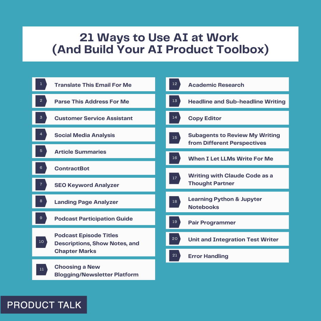 21 Ways to Use AI at Work (And Build Your AI Product Toolbox ...